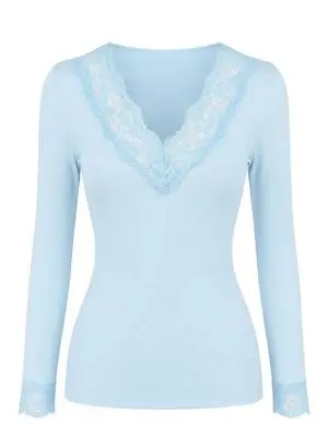 LUELLA FASHION Lace V-neck Base Layer Pale - Blue
