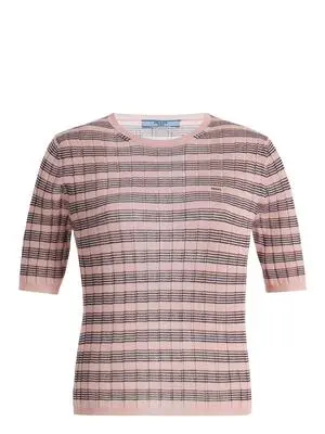 Prada Striped Cashmere Silk Top - Pink