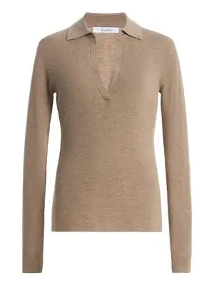 Max Mara Cashmere Rib-knit Polo Sweater - Tan