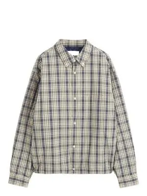 Cos Padded Checked Cotton Overshirt - Navy