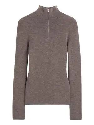 Cos Seamless Merino Wool Zip-up Top - Beige