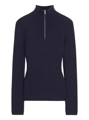 Cos Seamless Merino Wool Zip-up Top - Navy