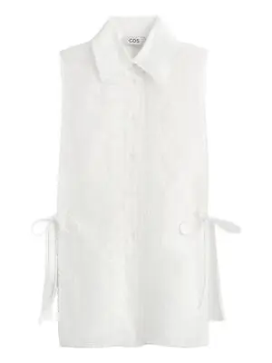 Cos Embroidered Scalloped Bib - White