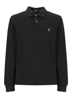 Polo Ralph Lauren Pony Embroidered Long-sleeved Polo Shirt - Black