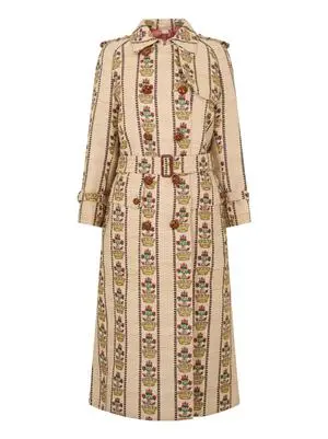 GUCCI Fitted Trench Coat With Floralcorolla Design