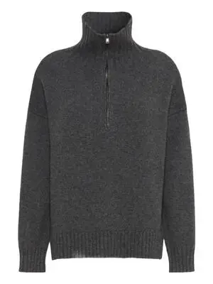 Max Mara Max Mara Half-Zipped Long-Sleeved Jumper Dark Gray