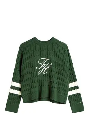 Tommy Hilfiger Cableknit Cropped Sweater - No