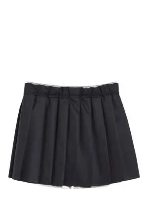 Brunello Cucinelli Techno Virgin Wool Flannel Pleated Mini Skirt - Blue
