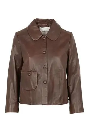 Ba&sh Long-sleeved Leather Jacket - Brown