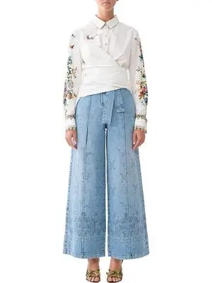 Camilla Wide Leg Belted Jean - Denim