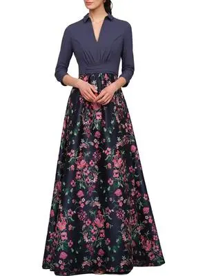KAY UNGER Marceline Ballgown - Ink Blue Multi