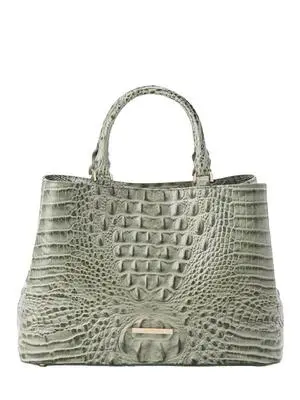 Brahmin Small Denise Croc Embossed Leather Satchel Softgrass