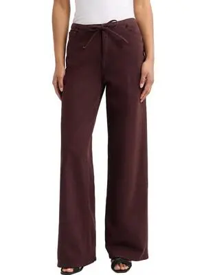 Warp + Weft The Big Easy High Waist Wide Leg Drawstring Jeans - Garnet