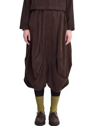 LUUKAA Ninon Velvet Balloon Skirt - Brown