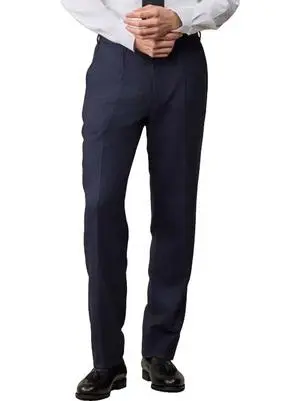 THE BLACK TUX Plaid Wool Suit Pants Navy Plaid