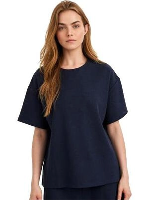 BEACH LIFE BY GOTTEX Summer Lounge Waffle T Shirt Navy