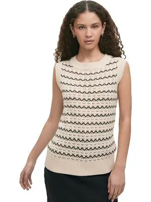 FINERY LONDON Dion Striped Knitted Sleeveless Top - Ivory