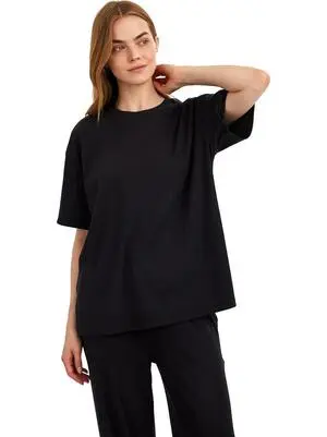 BEACH LIFE BY GOTTEX Summer Lounge Ribbed T Shirt Black