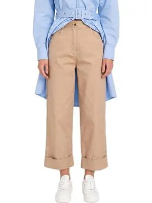 TWINSET Cotton Cropped Trousers Beige
