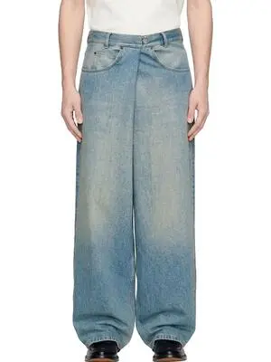MAISON MARGIELA Wrap Wide-leg Cotton Denim Jeans - Blue