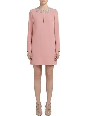 Valentino Garavani Silk Sheath Mini Dress With Sequin Embroidery - Pink