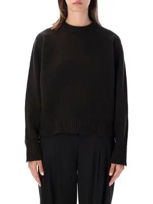 Soeur Crewneck Merino Wool Jumper With Dropped Shoulders And Long Sleeves - Brown
