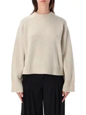 Soeur Crewneck Merino Wool Jumper With Dropped Shoulders And Long Sleeves - Ecru
