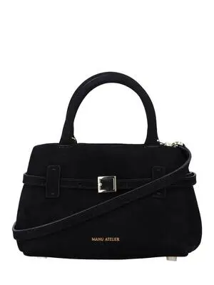Manu Atelier Le Cambon 20 Mini Handbag In Leather With Removable Shoulder Strap - Black