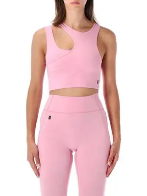 On Asymmetrical One-shoulder Cropped Top With Cut-out Detail Pink
