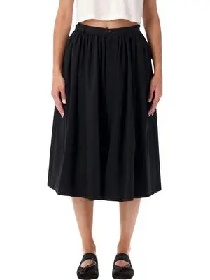 MAISON MARGIELA High-waisted Wide Leg Bermuda Shorts In Wool Blend - Black
