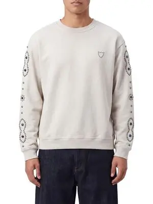 HTC LOS ANGELES Relaxed Fit Studded And Embroidered Cotton Sweatshirt - White