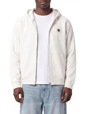HTC LOS ANGELES Studded Cotton Zip-up Hoodie White