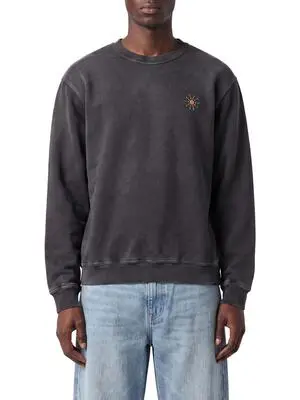 HTC LOS ANGELES Relaxed Fit Studded And Embroidered Cotton Sweatshirt - Black