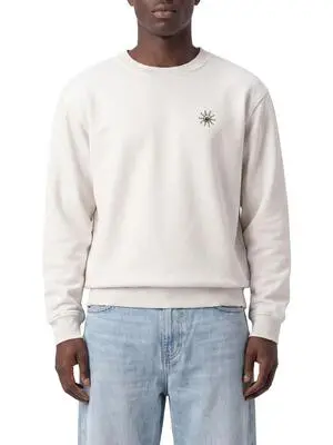 HTC LOS ANGELES Relaxed Fit Studded And Embroidered Cotton Sweatshirt - White