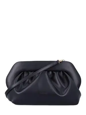 THEMOIRE Bios Draped Vegan Leather Clutch Themoiré With Strap - Black