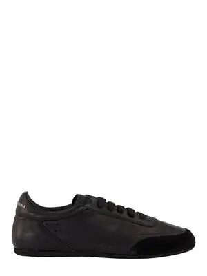 Dolce & Gabbana Ginnica Soft Calf Leather Sneakers With Suede Details - Black