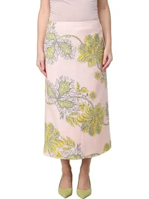 LA DOUBLEJ High-waisted Floral Print Stretch Cotton Midi Pencil Skirt