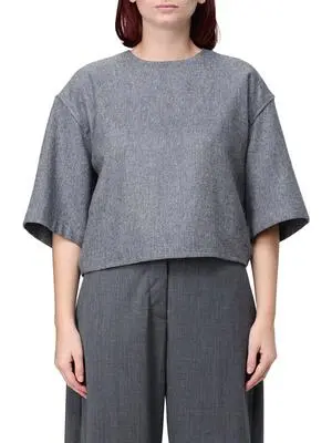 THELATEST Cropped Short-sleeve Wool-blend Knitted Top