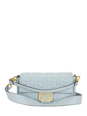 Fendi Zucca Embossed Baguette Nm Shoulder Bag - Blue