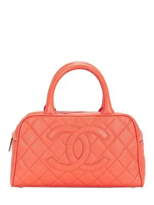 Chanel Caviar Timeless Bowling Bag In Coral - Red