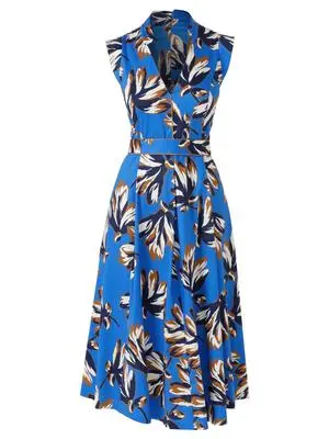 SACHA DRAKE Beauford Dress In Tan White - Blue