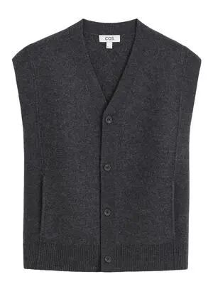 Cos Buttoned Boiled-wool Vest - Gray