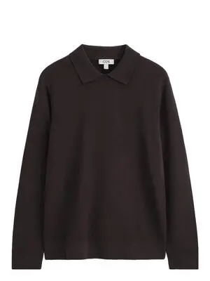 Cos Layered-collar Polo Sweater - Brown