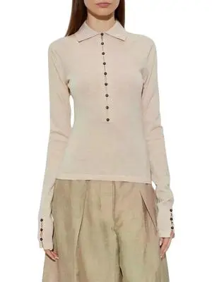 Jacquemus The Merino Long-sleeve Polo Shirt - Neutrals
