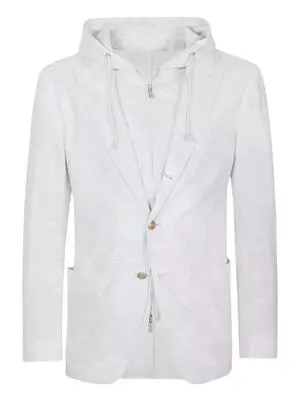 Eleventy Hooded Single-breasted Jacket - Grey