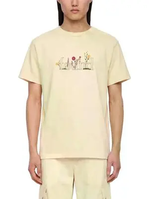 FOUND Floral-embroidered Logo-print T-shirt - Neutrals