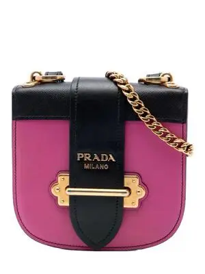Prada 2010-2026 Saffiano Trimmed City Calf Pionniere Crossbody Bag - Black