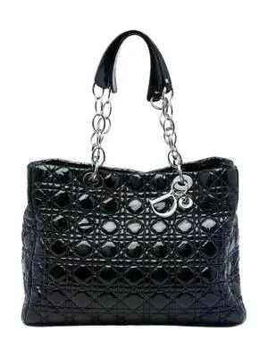 Dior 2011 Large Patent Cannage Lady Soft Shopping Tote Bag - Black