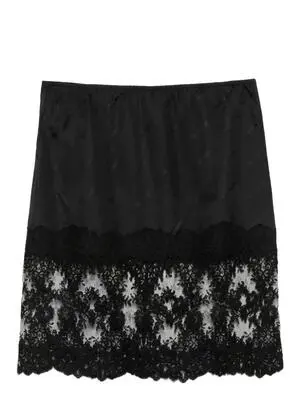 WILLY CHAVARRIA Fondo Lace-trim Midi Skirt - Black