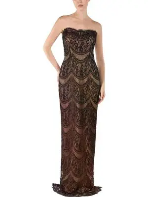 ANDREEA VENECIUC Valeria Strapless Lace Gown